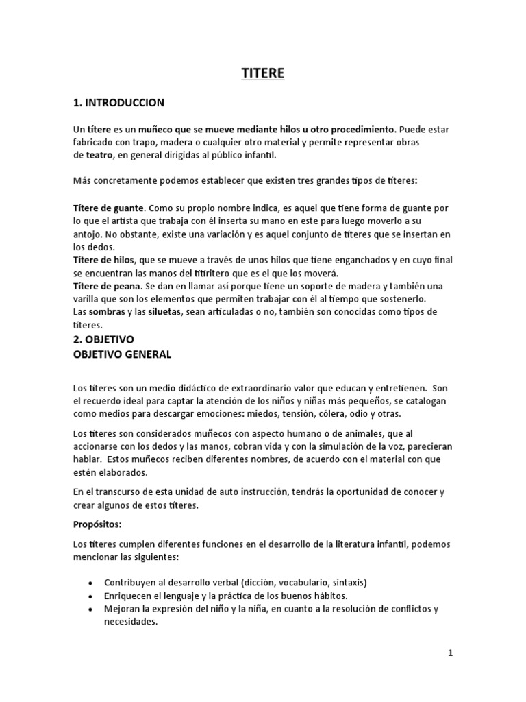 TITERE | PDF | Marionetas | Enseñando