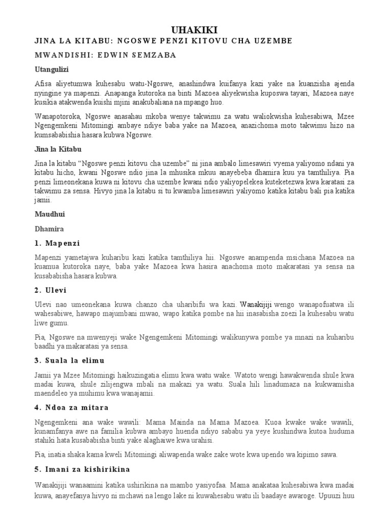 Ngoswe (Uhakiki) | PDF