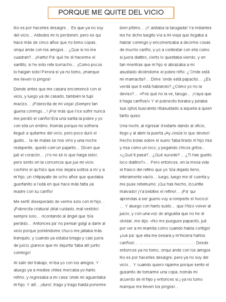Poema PORQUE ME QUITE DEL VICIO | PDF