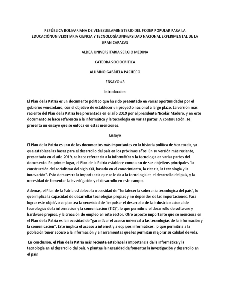 Ensayo 3 Gabriela | PDF | Venezuela | Informática