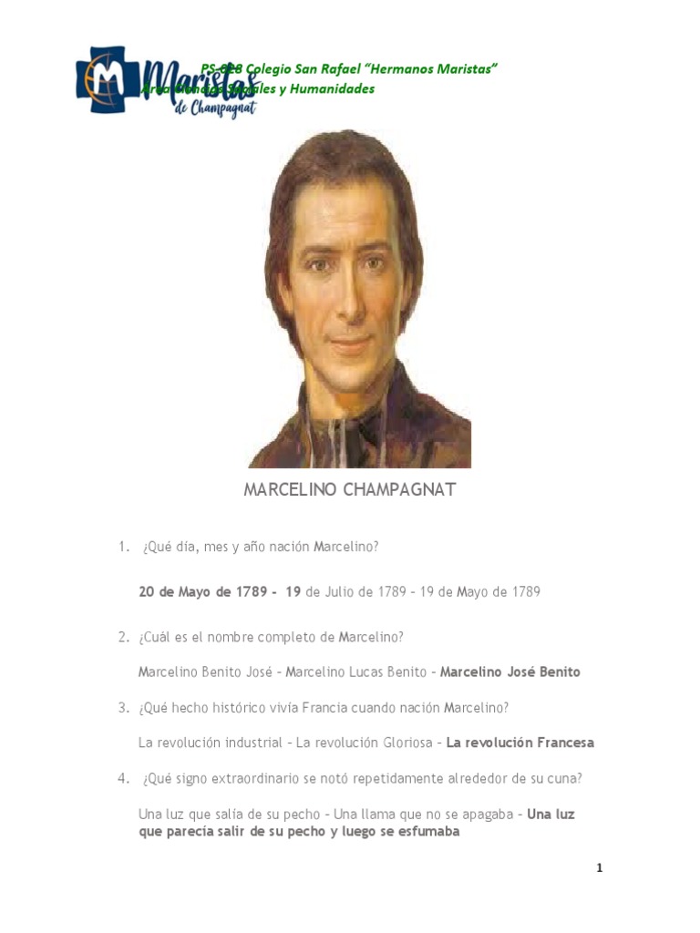 Biografía de Marcelino Champagnat | PDF