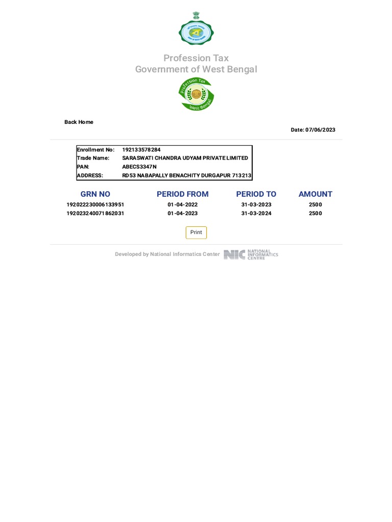 WBPTAX Consolidated Payment | PDF