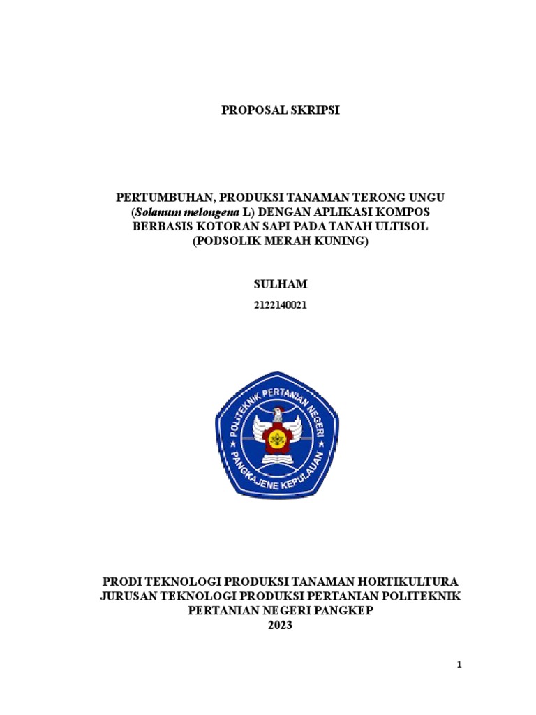 PROPOSAL SKRIPSI SULHAM BOTAKb (AutoRecovered) | PDF
