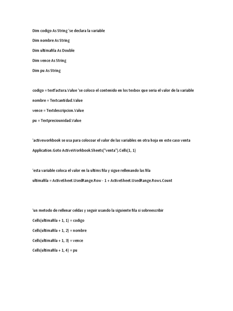 Dim Codigo As String | PDF | Métodos y materiales de enseñanza