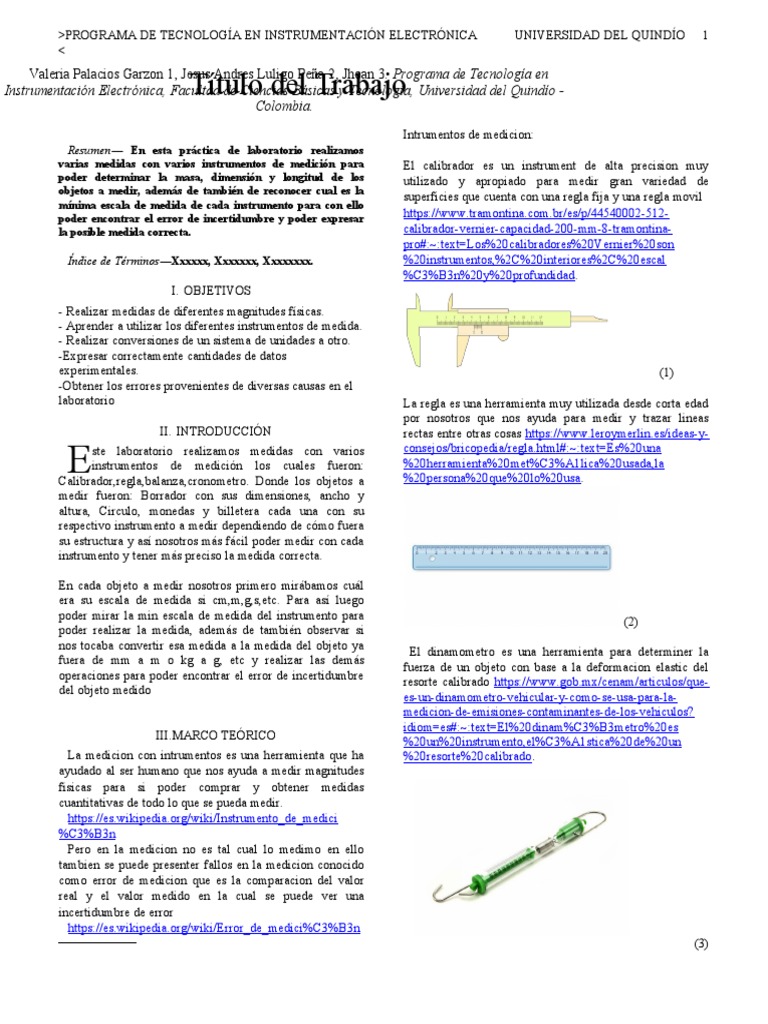 Formato Informes Laboratorio | PDF | Medición | Science