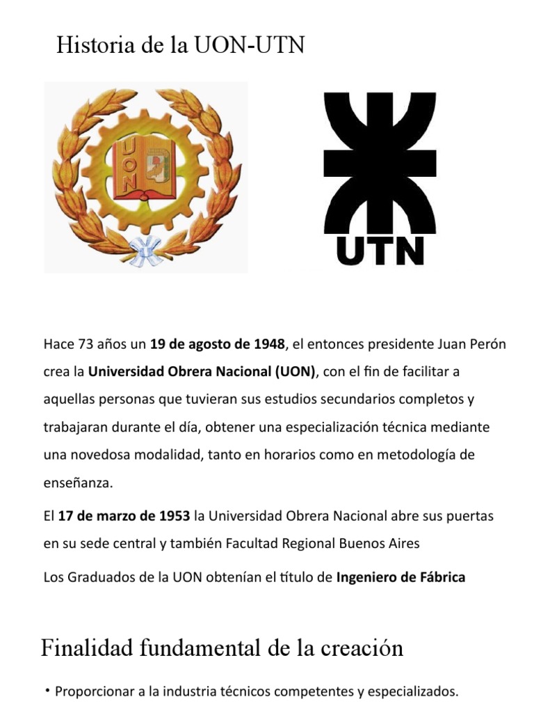 Historia de La UON-UTN Organización de La Universidad | PDF