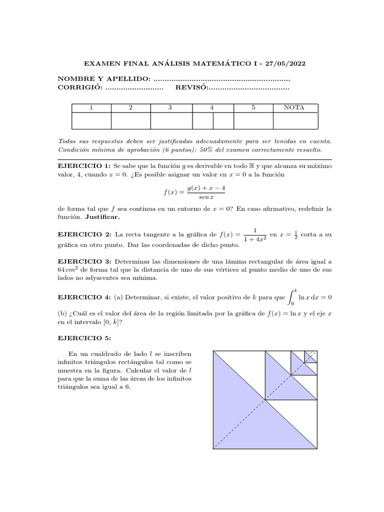 Analisis Matematico I 2022 05 27 | PDF