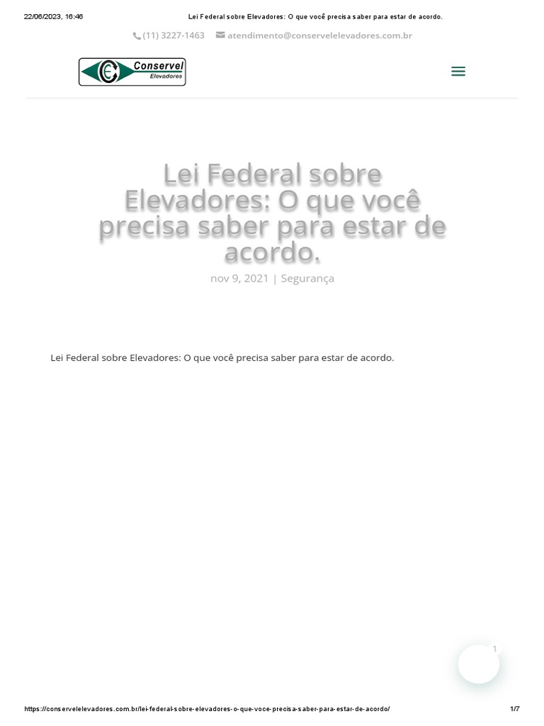 Lei Federal Sobre Elevadores - O Que Você Precisa Saber para Estar de ...
