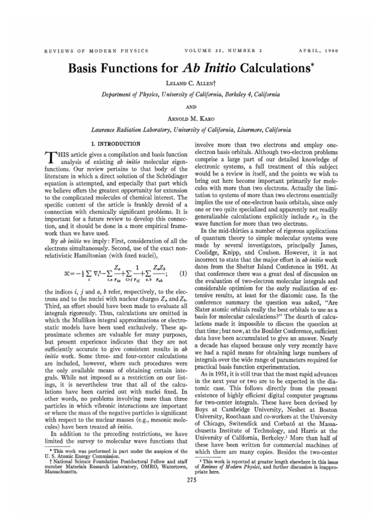 Allen 1960 | PDF | Molecular Orbital | Hartree–Fock Method