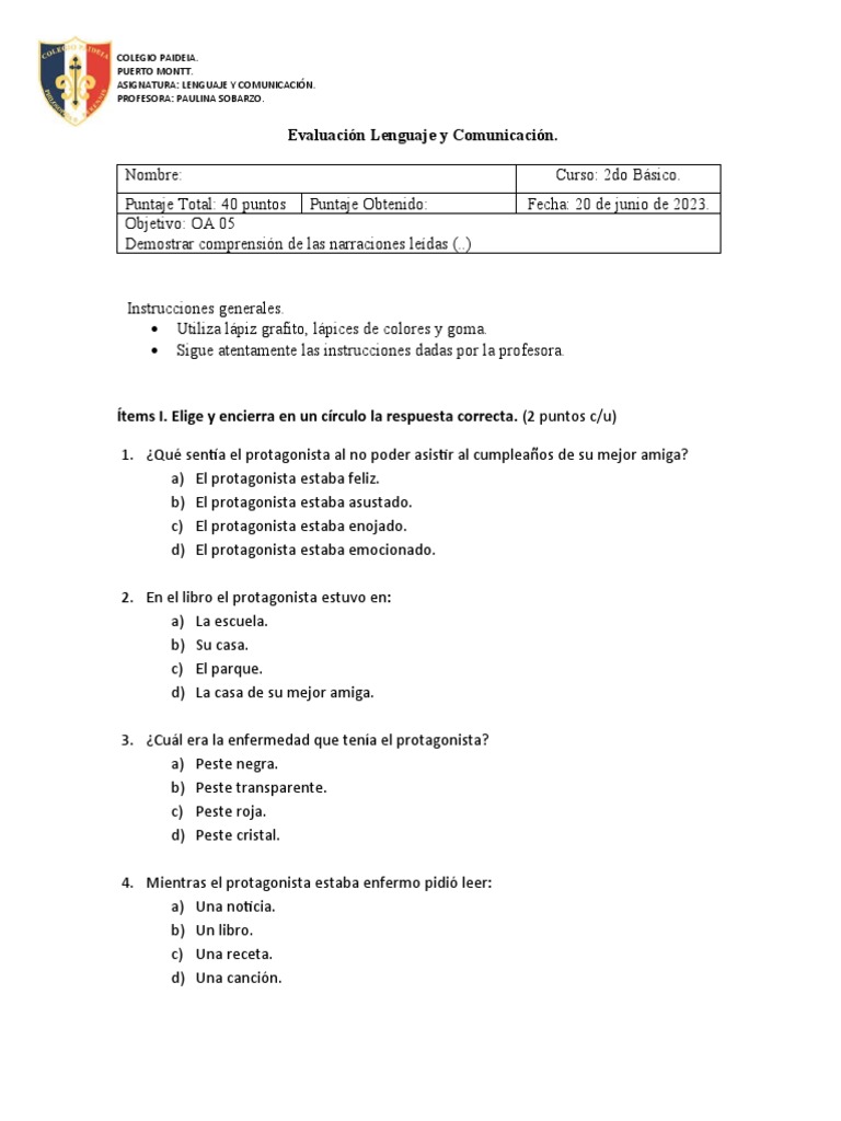 Prueba Del Libro ¡Al Mal Tiempo, Buena Cara! | PDF
