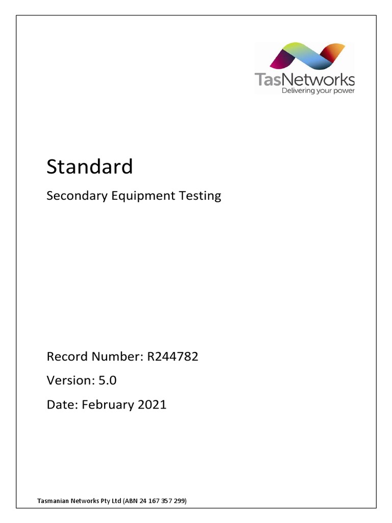 Secondary Equipment Testing Standard | PDF | Electrical Wiring | High ...