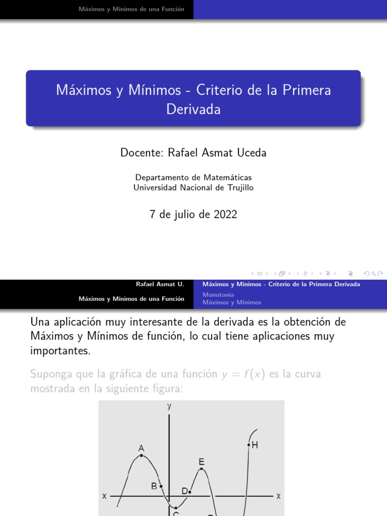 Semana 7 - Criterio de La Primera Derivada | PDF | Función monotónica | Derivado
