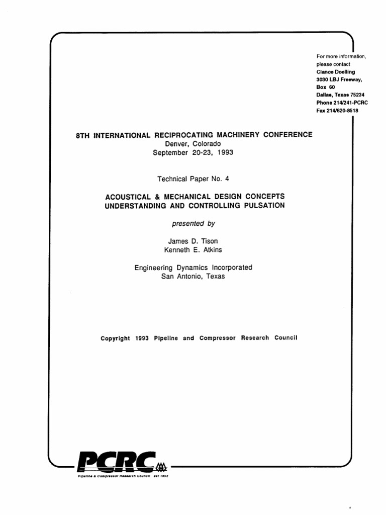 EDI No.66 - Acoustical and Mechanical Design Concepts Understanding and Controlling Pulsation | PDF
