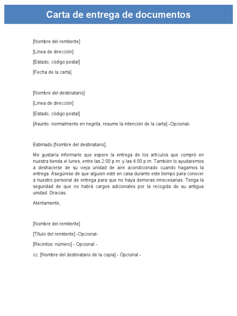 Carta de Entrega de Documentos | PDF