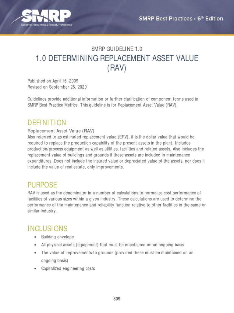 1.0 Determining Replacement Asset Value (Rav) | PDF | Inventory | Inflation