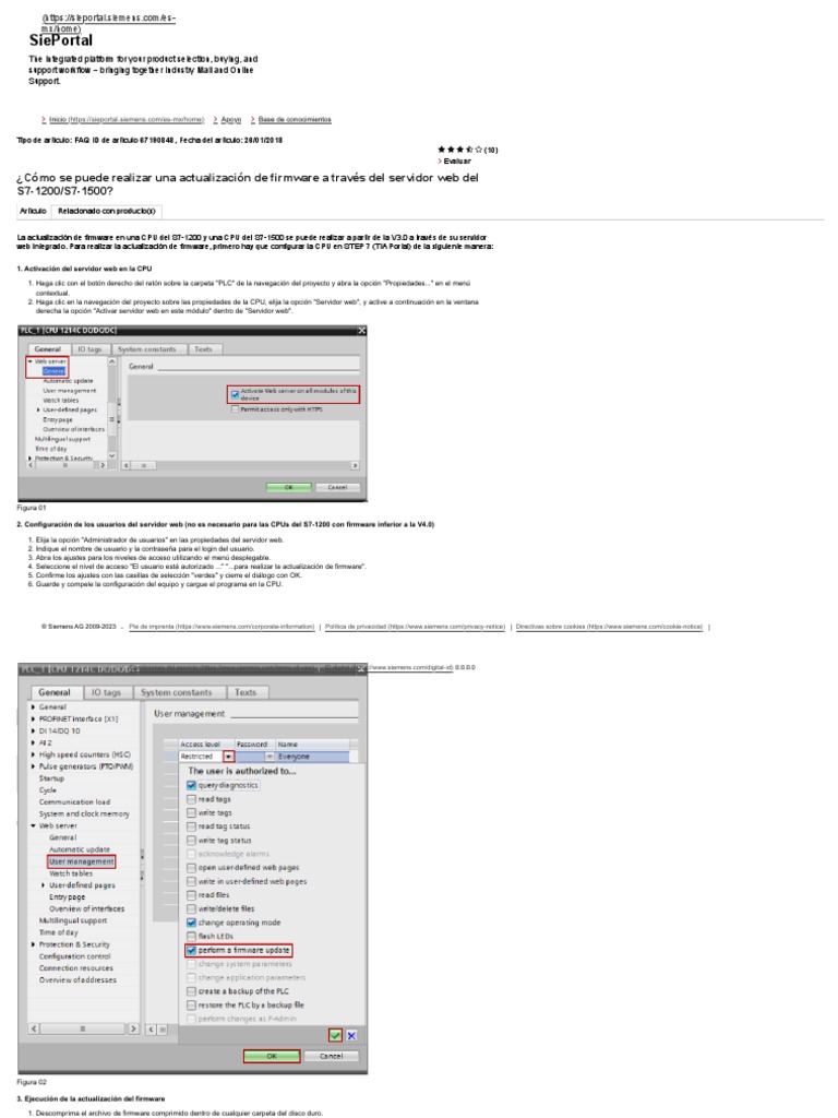 Actualización de Firmware A Través Del Servidor Web S7-1200 | PDF | Controlador lógico ...