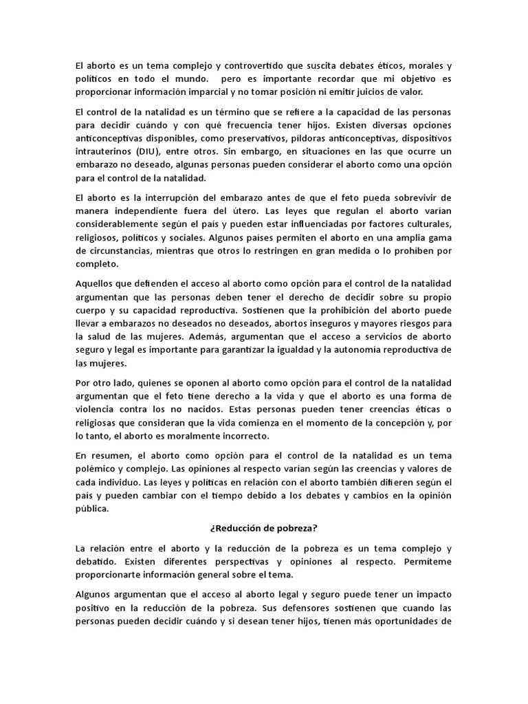 Aborto y Control de Natalidad | PDF | Control de la natalidad | Aborto