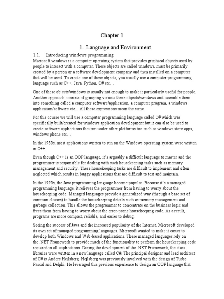 Chapter 1 Pdf C Sharp Programming Language Boolean Data Type