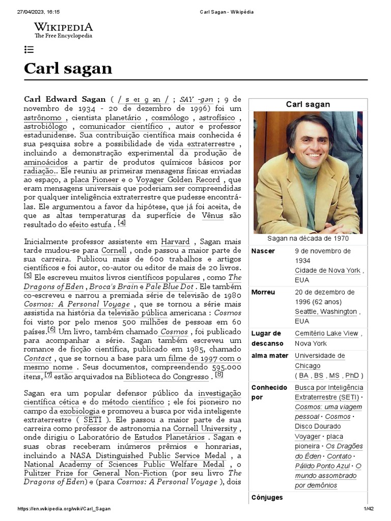 Vida e Obra de Carl Sagan | PDF | Vênus
