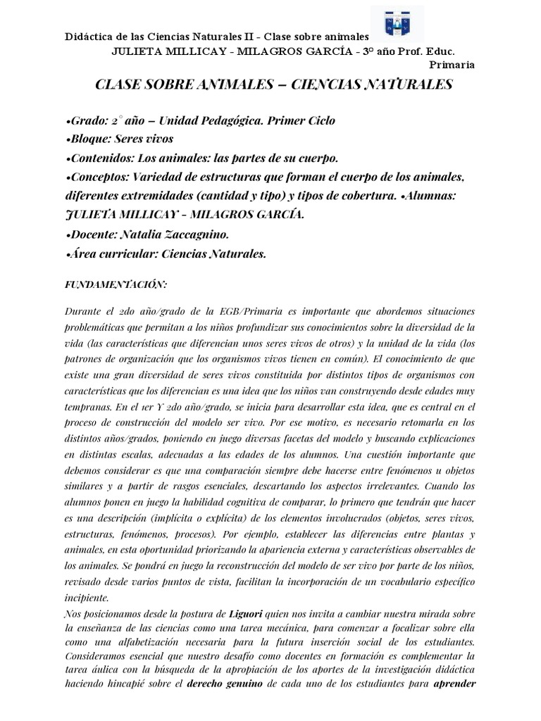 Clase Animales Mamiferos y Peces - Ciencias Naturales | PDF