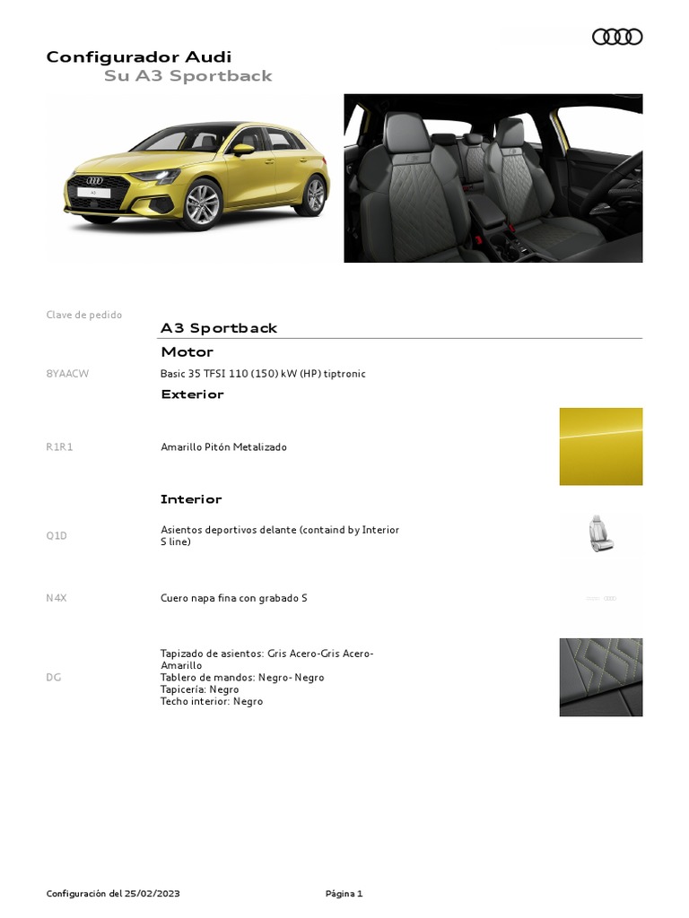 A3 Sportback - Basic 35 TFSI 110 (150) kW (HP) | PDF | Neumático ...