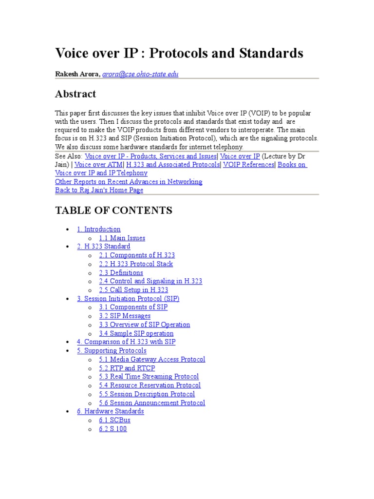 Voice Over IP: Protocols and Standards: Rakesh Arora | PDF | Session ...