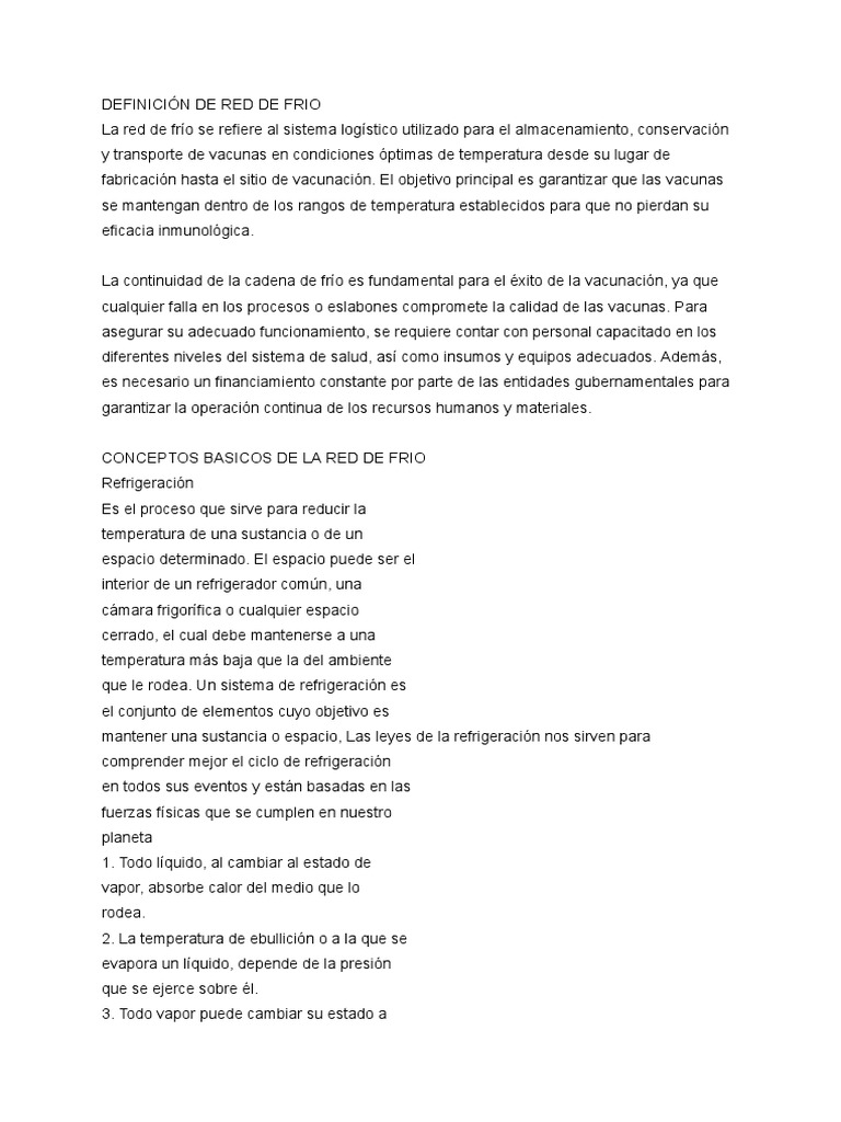Red de Frio | PDF | Refrigerador | Refrigeración