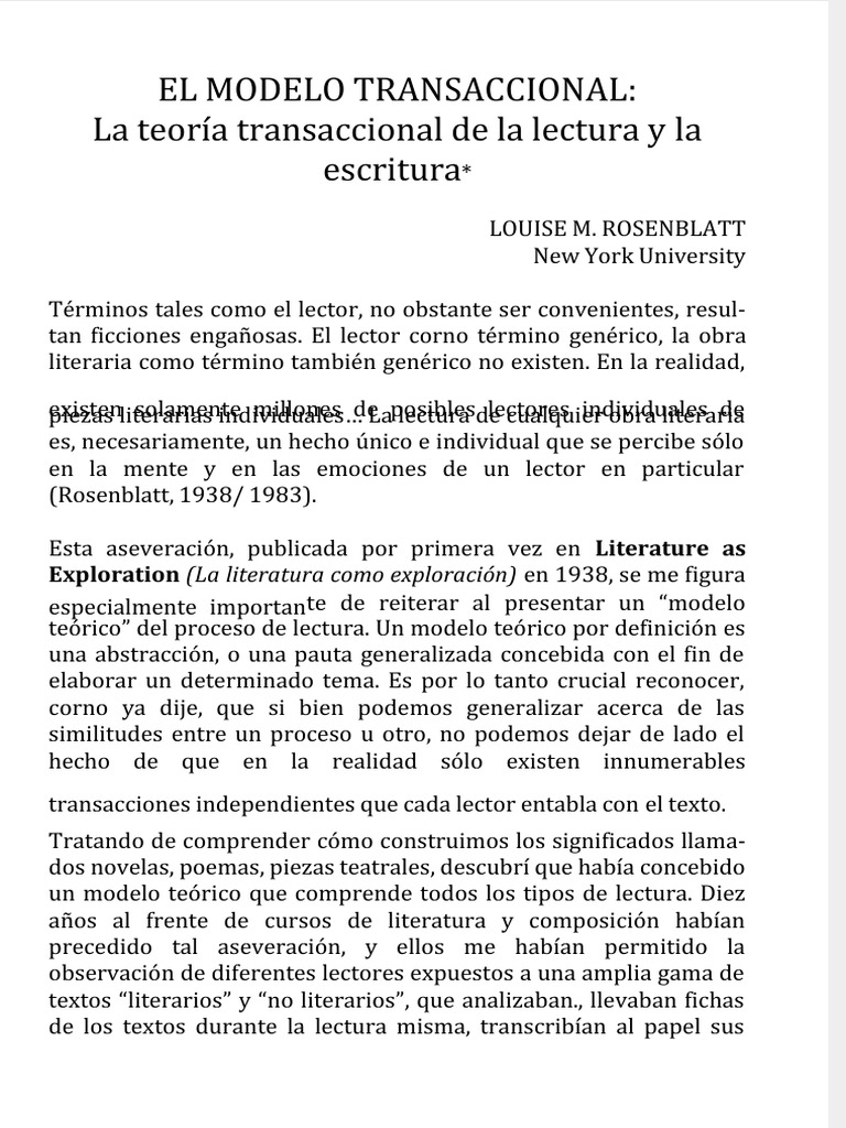 Dokumen - Tips - Louise M Rosenblatt El Modelo Transaccional La Teoria ...