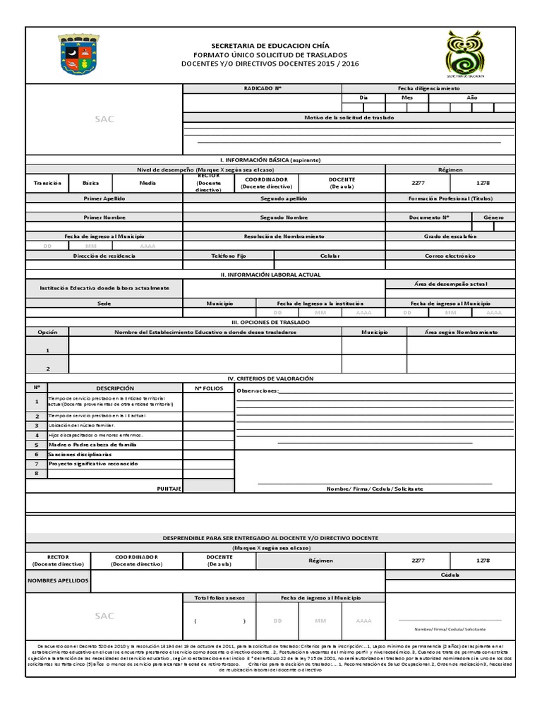 formato solicitud traslados | PDF | Maestros