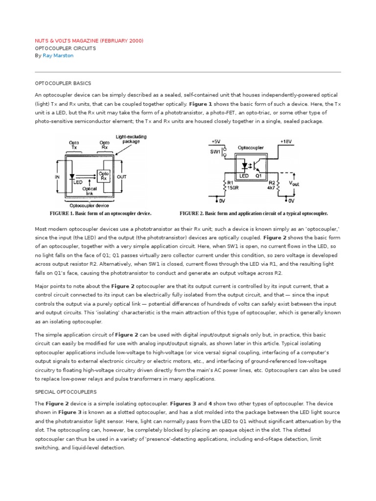 Optocoupler Circuits | Download Free PDF | Light Emitting Diode | Operational Amplifier
