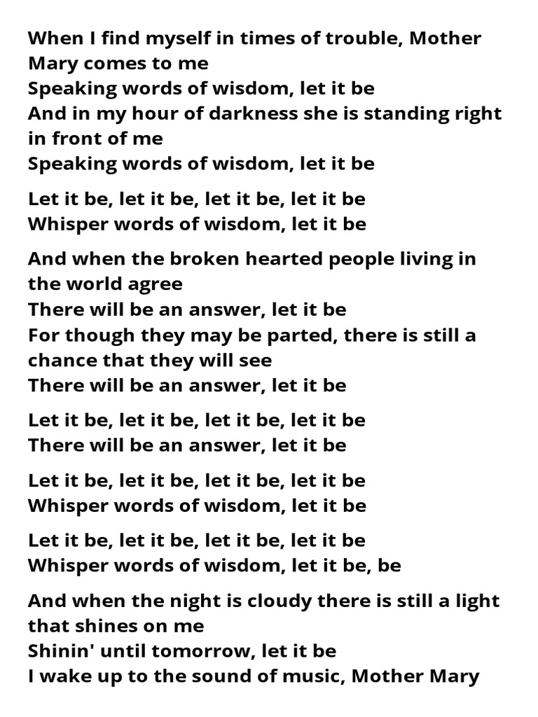 Let It Be Beatles Letra | PDF