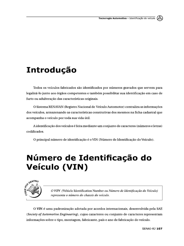 VIN - Número de Chassi. | PDF