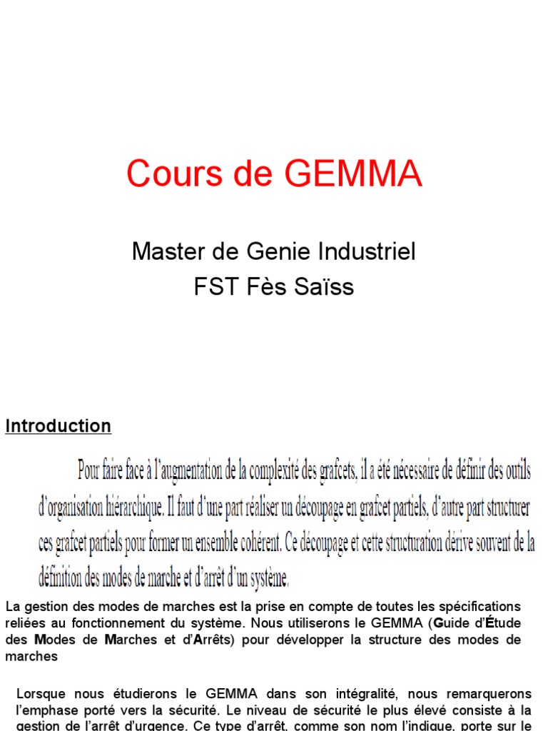 Cours Gemma 21 | PDF | Ingénieur industriel