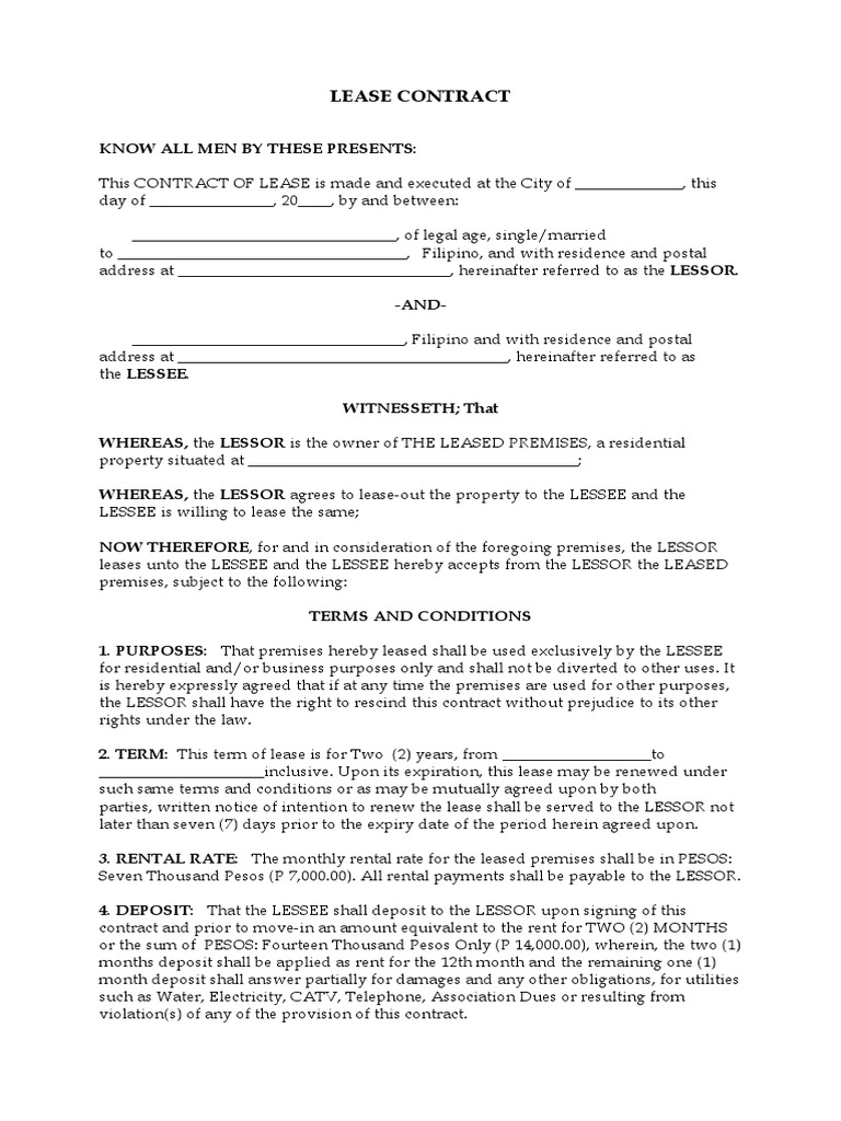 Lease Contract | PDF | Lease | Private Law
