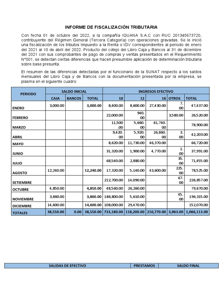 Informe de Fiscalización Tributaria | PDF | Impuesto sobre la renta ...