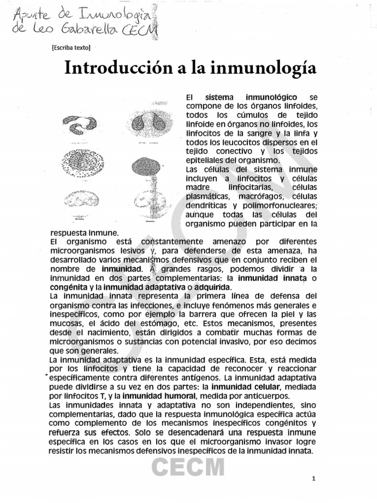 Gabarella Apunte Inmuno | PDF | Sistema inmune | Citocina