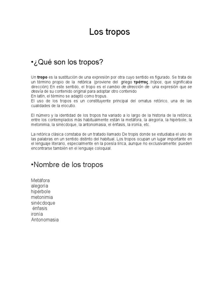 ¿Qué Son Los Tropos? | PDF