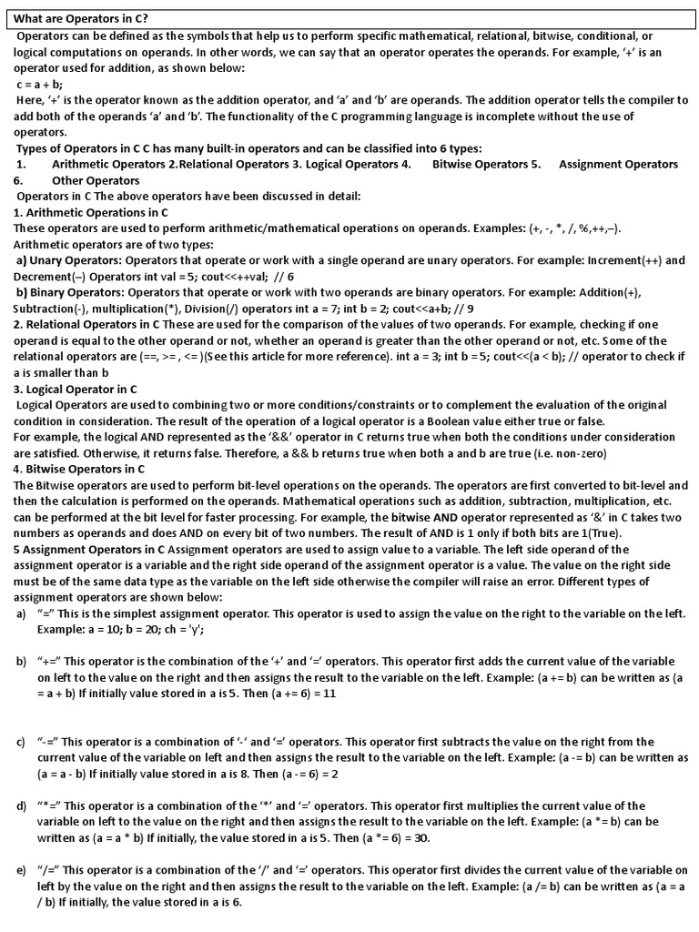 Operators | PDF | Computer Science | Mathematical Logic Operators | PDF | Computer Science | Mathematical Logic
