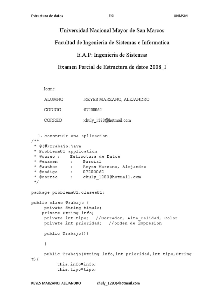 Parcial de Estructura de Datos 2023 | PDF | Java (lenguaje de programación) | Informática