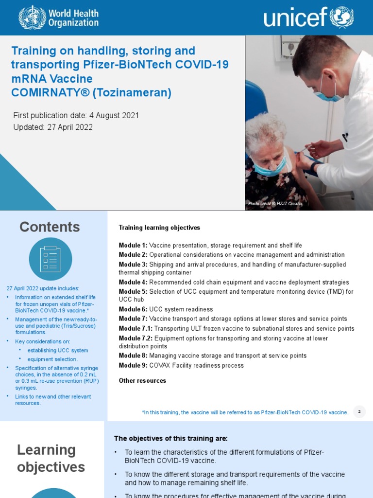 Training On Pfizer Vaccine Management | PDF | Syringe | Shelf Life