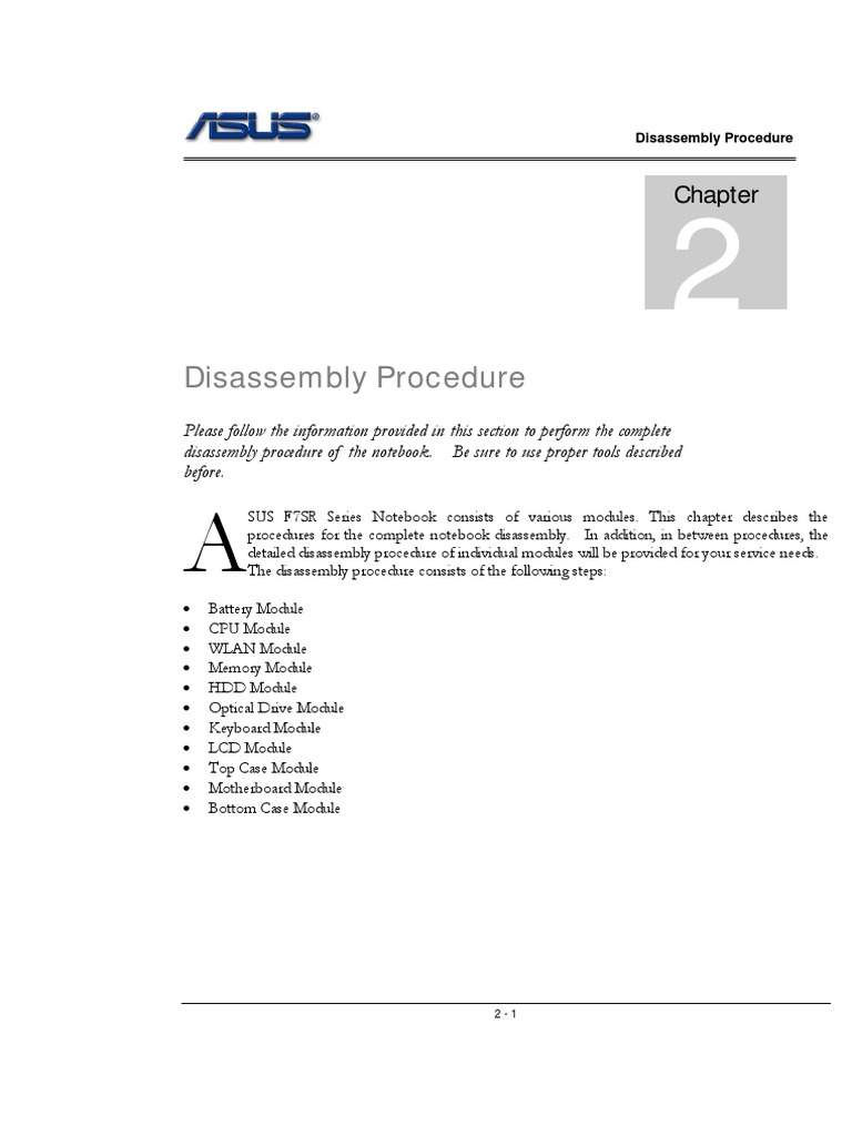 ASUS F7SR Chapter 02-v1.0 | PDF