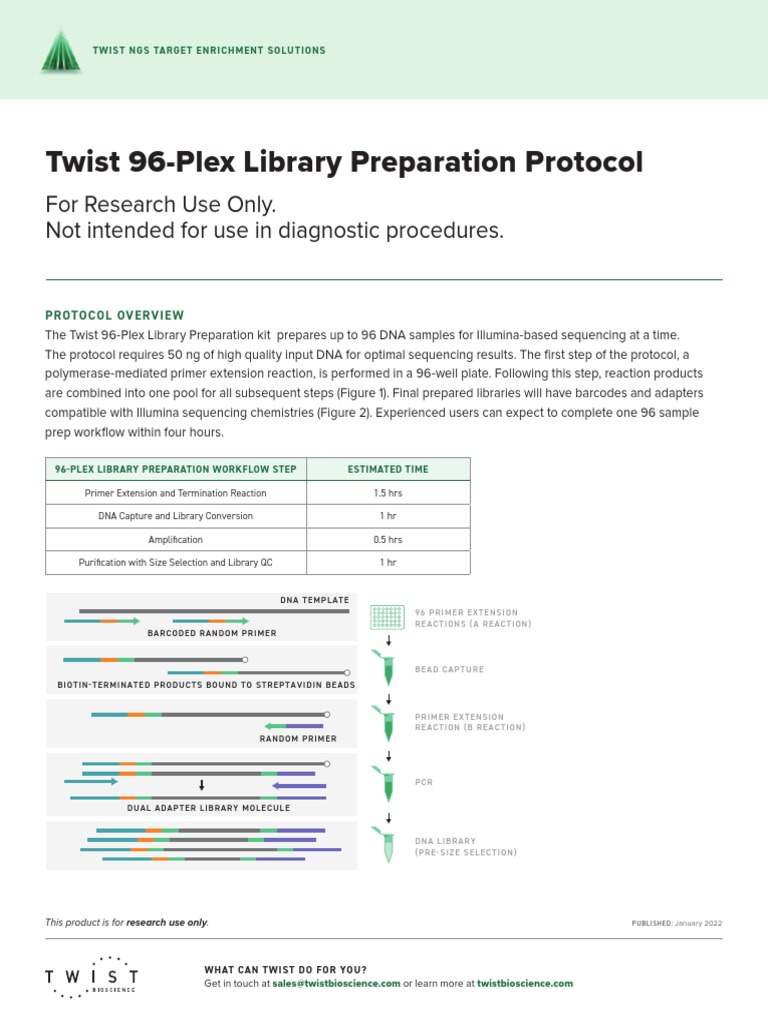 Twist 96-Plex Library Prep Protocol | PDF | Polymerase Chain Reaction ...