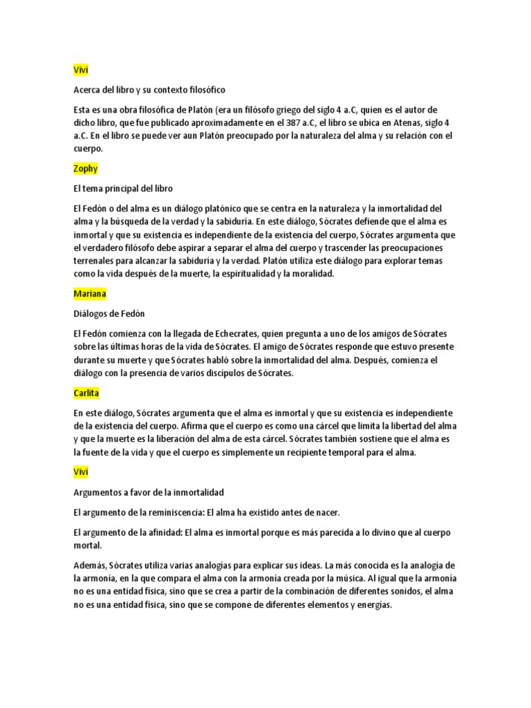 Fedón o Del Alma Guia | PDF | Sócrates | Platón Fedón o Del Alma Guia | PDF | Sócrates | Platón