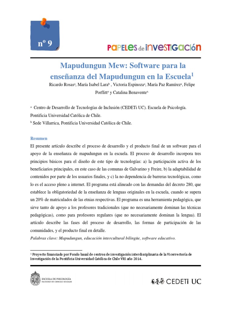 Mapudungun Mew: Software para La Enseñanza Del Mapudungun en La ...