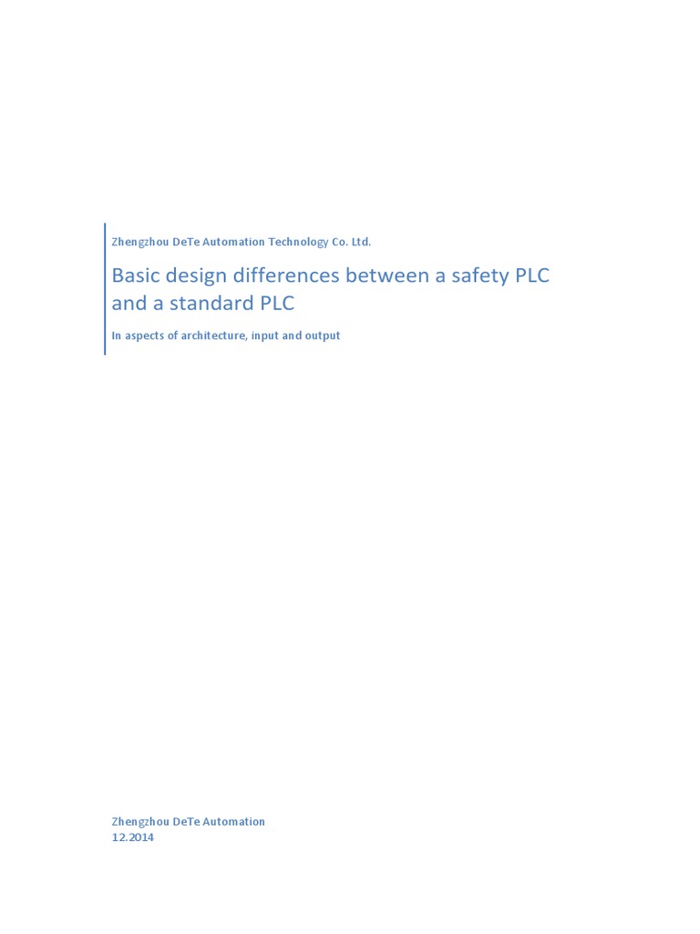 Safety PLC Vs Standard PLC | PDF | Programmable Logic Controller ...