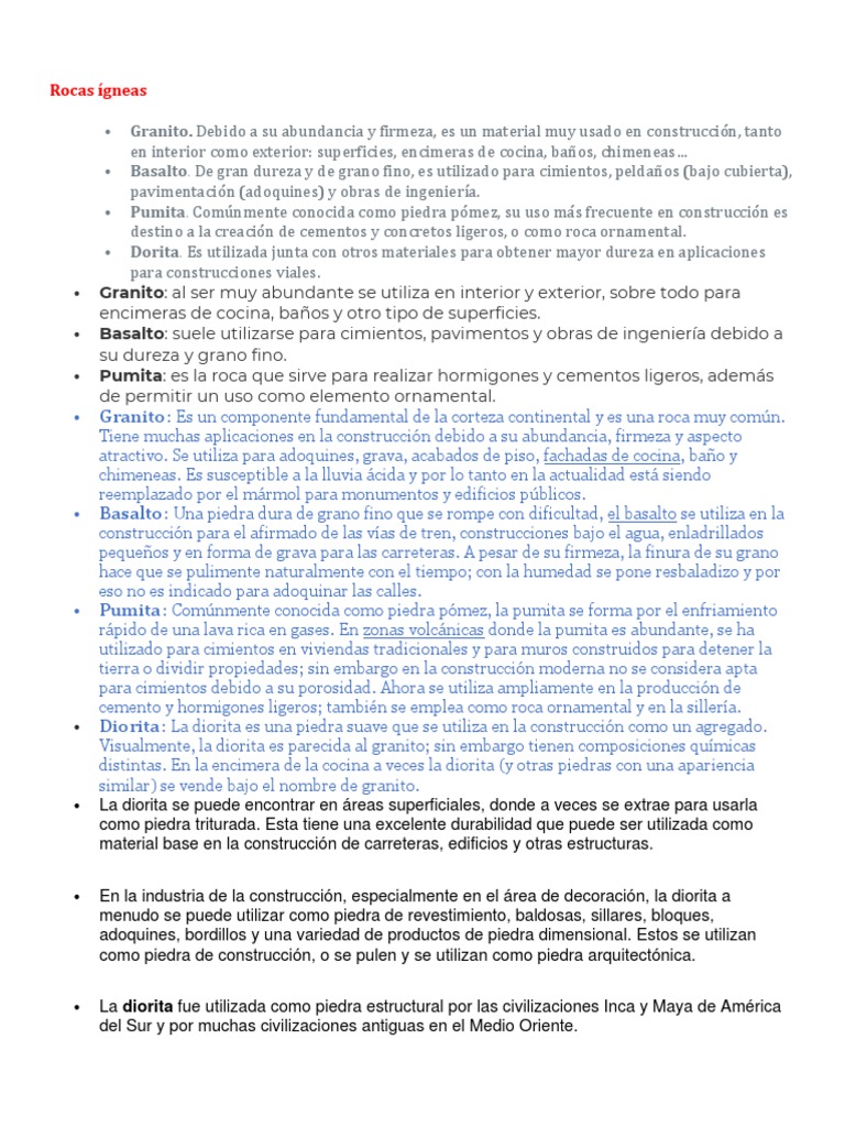 Usos de Las Rocas Teoria | PDF