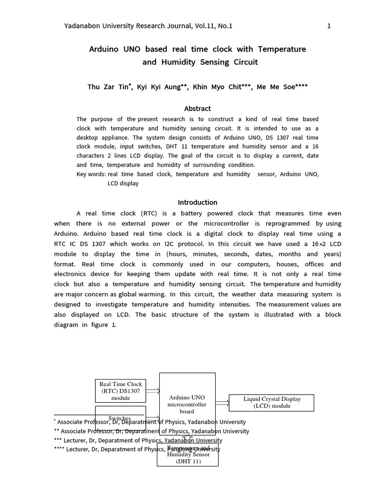 Arduino UNO Clock with Temp & Humidity | PDF | Arduino | Microcontroller