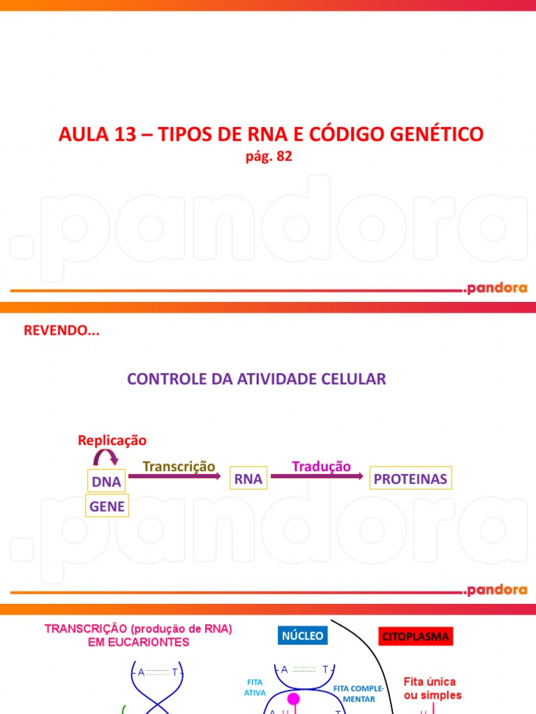 13- Tipos de Rna e Código Genético | PDF | RNA | Código genético