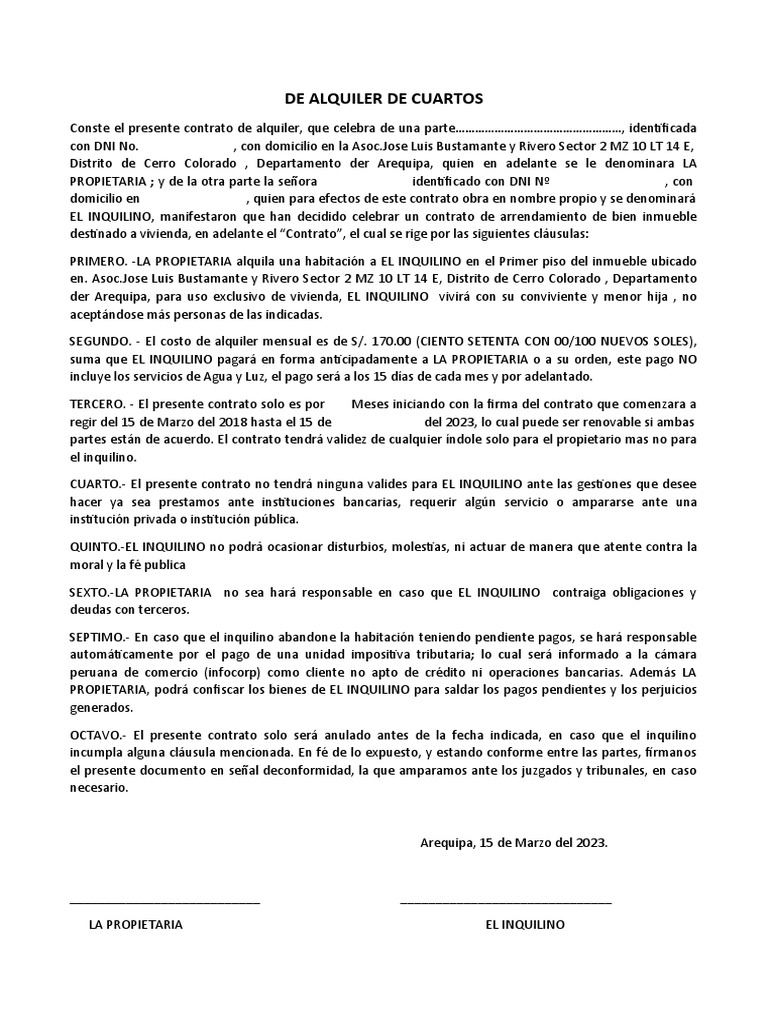 De Alquiler de Cuartos | PDF