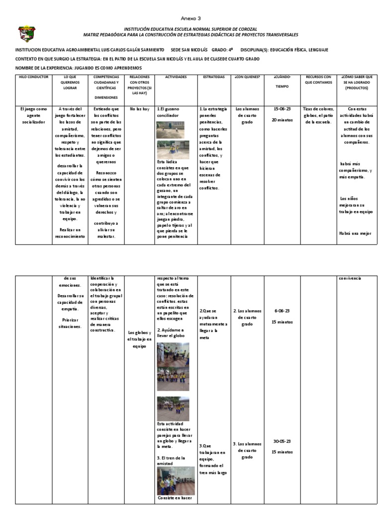 Matriz Pedagogica de Estrategias Didácticas de Proyectos Trasversales | PDF